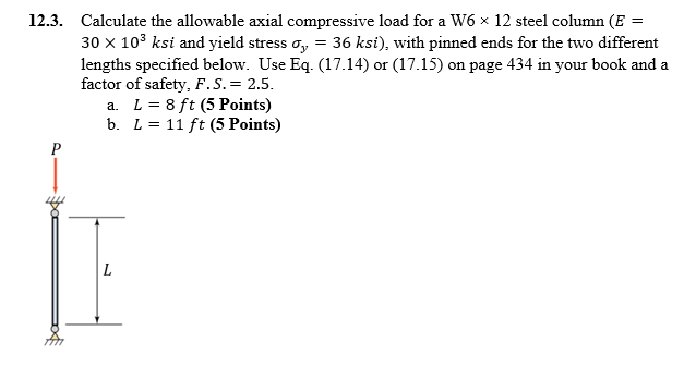 = 12.3. Calculate the allowable axial compressive | Chegg.com