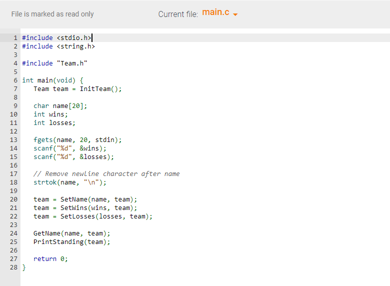 Solved 19.20 LAB: Winning teamPlease answer in C.Here is the | Chegg.com