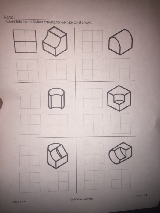 Solved Complete the multiview drawing for each pictorial | Chegg.com