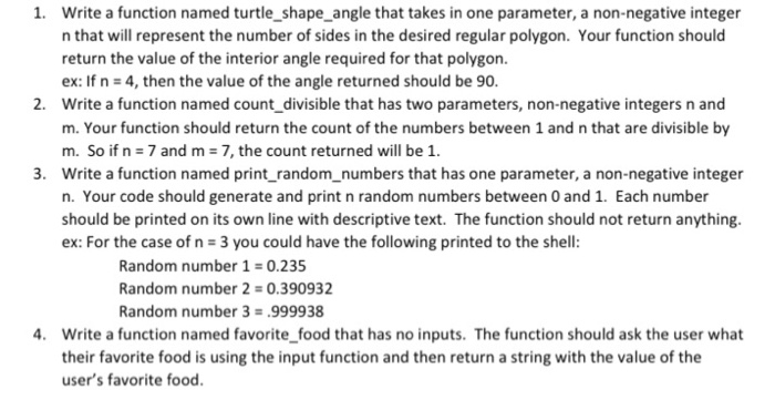 Solved 1. Write a function named turtle_shape angle that | Chegg.com