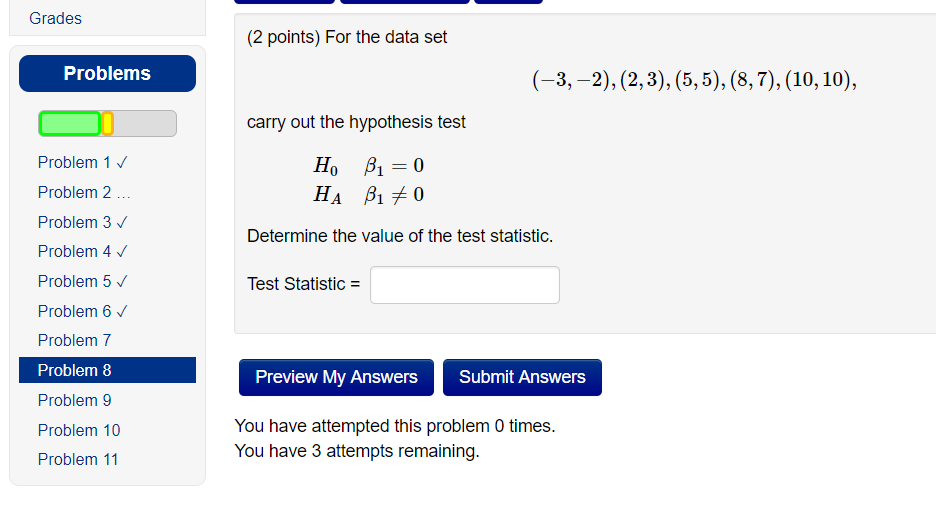 Solved Grades (2 points) For the data set Problems carry out | Chegg.com