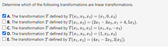 Solved Determine which of the following transformations are | Chegg.com