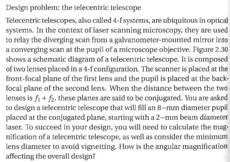 Design problem: the telecentric telescope Telecentric | Chegg.com