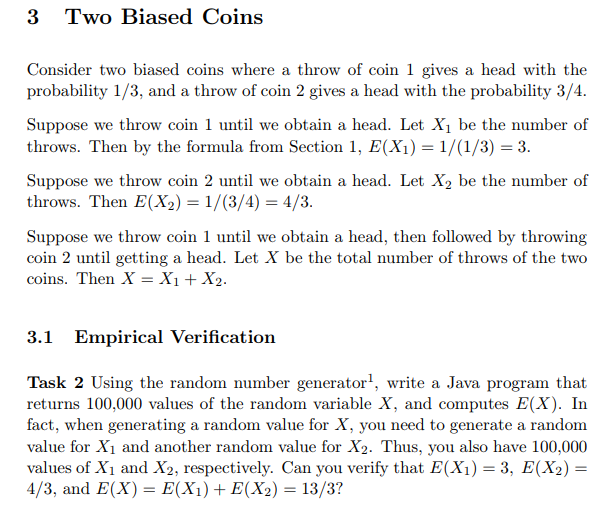 Solved 3 Two Biased Coins Consider two biased coins where | Chegg.com