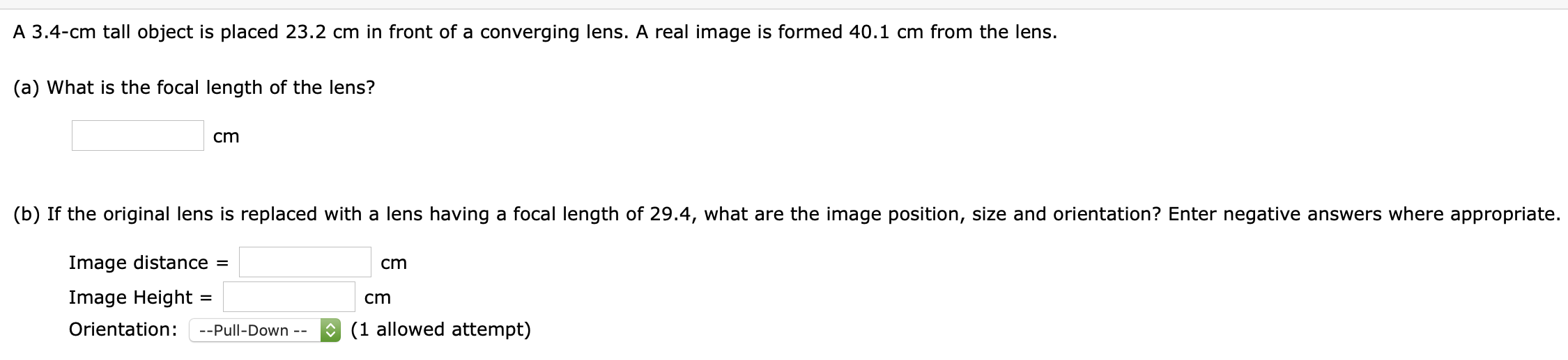 Solved A 3.4-cm tall object is placed 23.2 cm in front of a | Chegg.com
