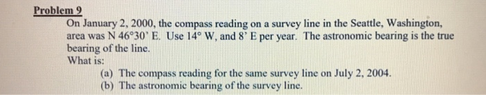 Solved Problem 9 On January 2, 2000, the compass reading on | Chegg.com