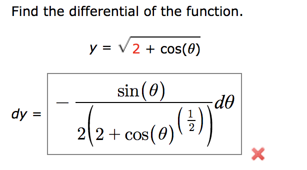 Solved Find the differential of the function. | Chegg.com