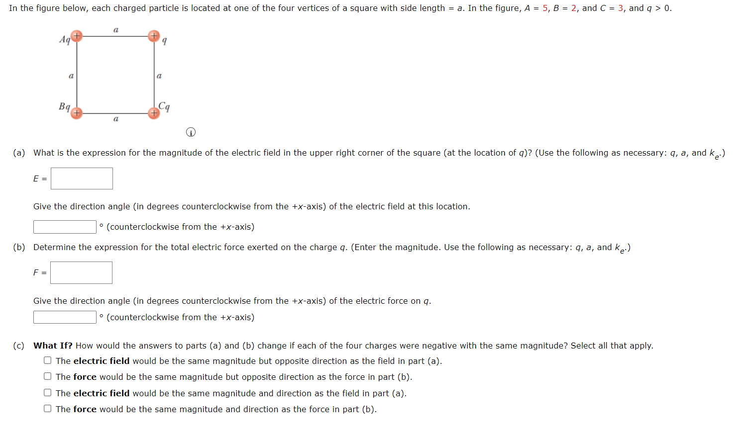 Solved In the figure below, each charged particle is located | Chegg.com