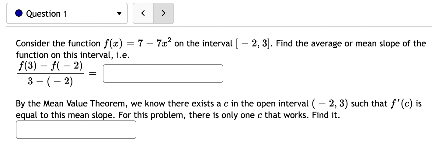 Solved Consider the function f(x)=7−7x2 on the interval | Chegg.com