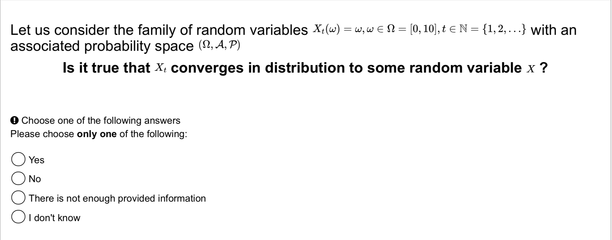 Solved Let us consider the family of random variables | Chegg.com