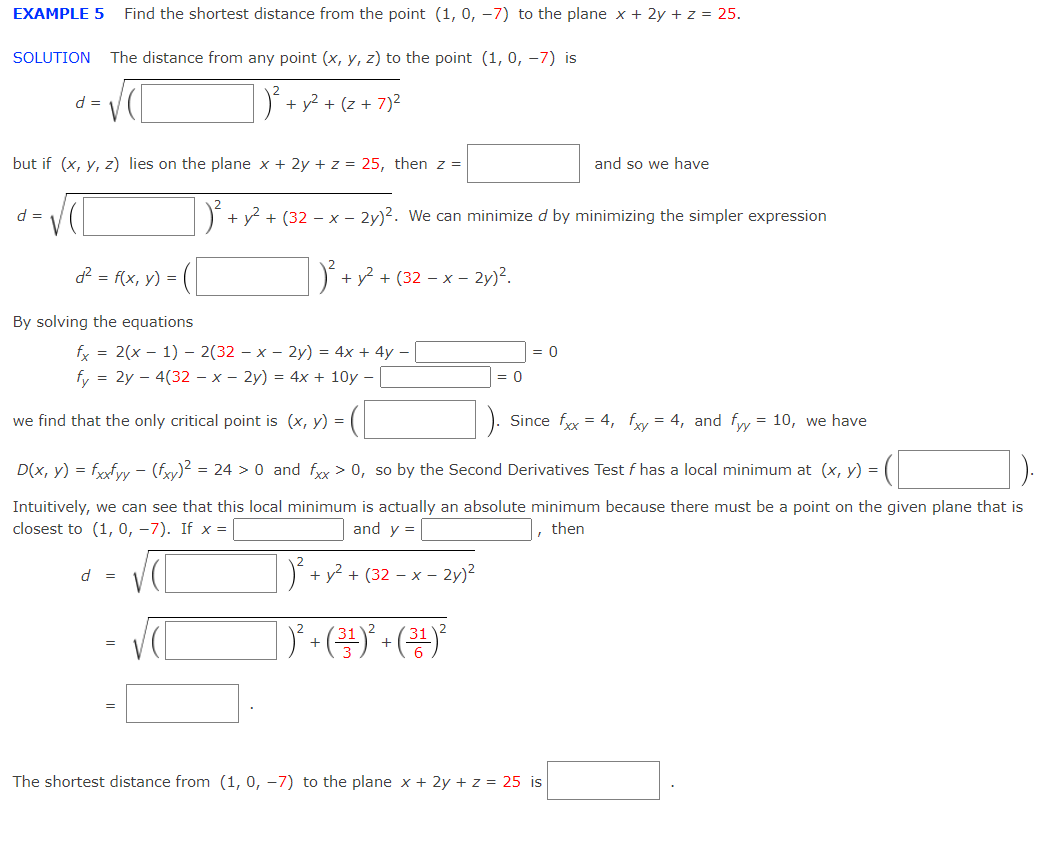 Solved EXAMPLE 5 Find the shortest distance from the point | Chegg.com