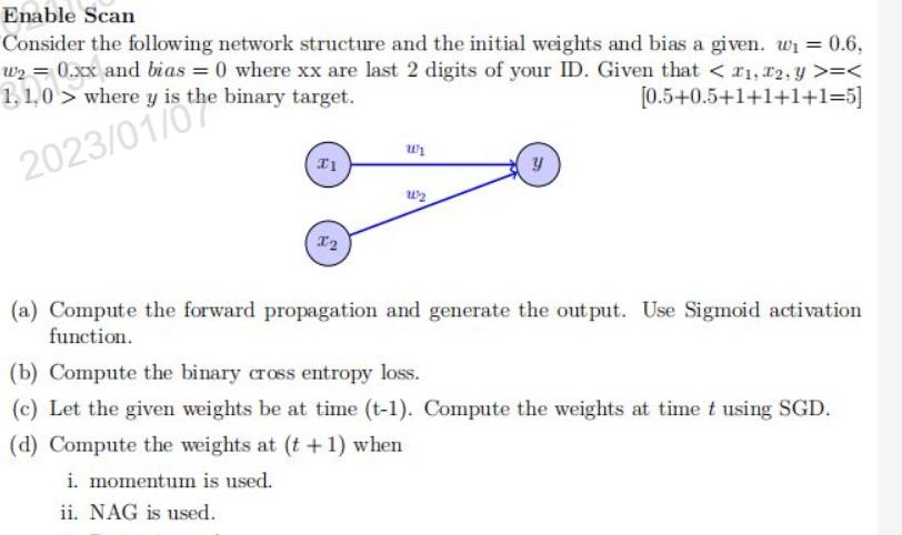 Solved Enable Scan Consider the following network structure | Chegg.com