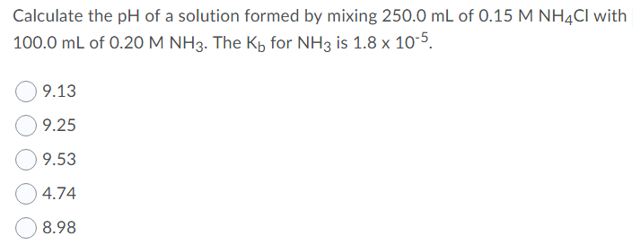 Solved Calculate the pH of a solution formed by mixing 250.0 | Chegg.com