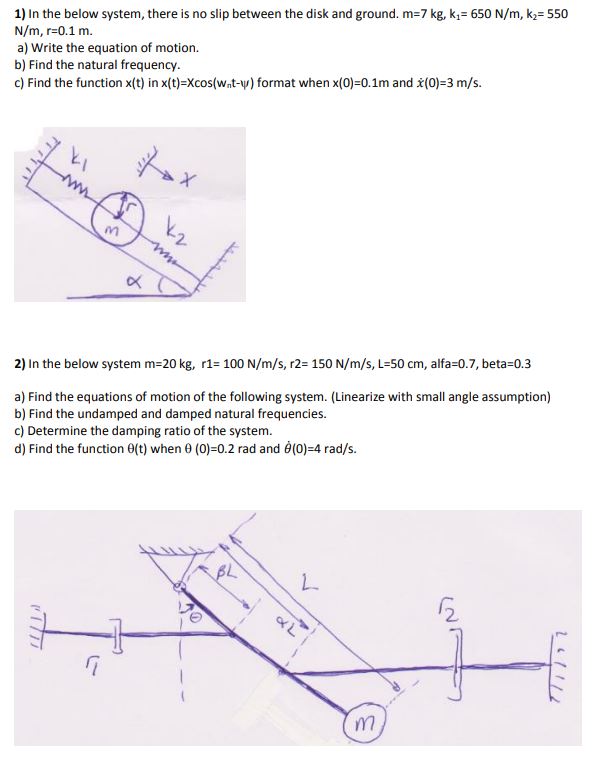 Solved 1) In the below system, there is no slip between the | Chegg.com