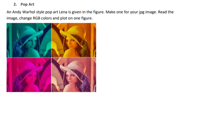 Solved 2. Pop Art An Andy Warhol style pop art Lena is given | Chegg.com