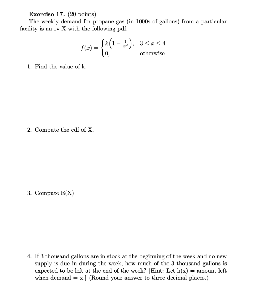 Solved Exercise 17. (20 points) The weekly demand for | Chegg.com