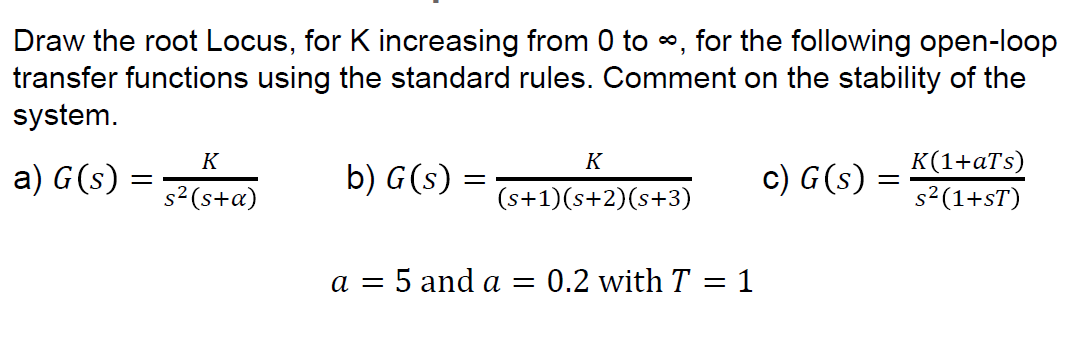 Solved Draw the root Locus, for K increasing from 0 to co, | Chegg.com