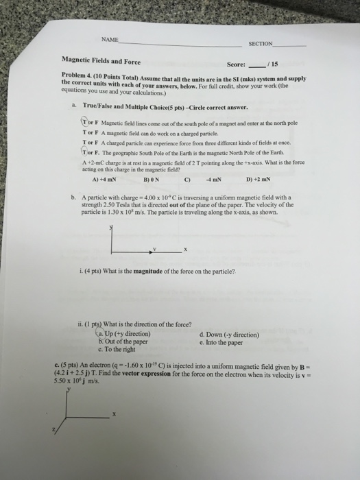 Solved a. True/False and Multiple Choice T or F Magnetic | Chegg.com