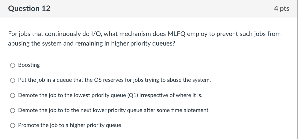 Solved The MLFQ (Multi-Level Feedback Queue) scheduler has a | Chegg.com