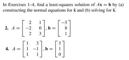 Solved In Exercises 1−4, find a least-squares solution of | Chegg.com
