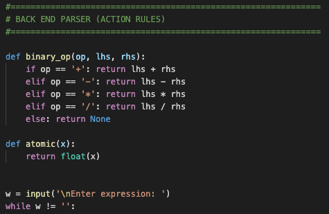 Solved 1 This program implements a recursive descent parser | Chegg.com