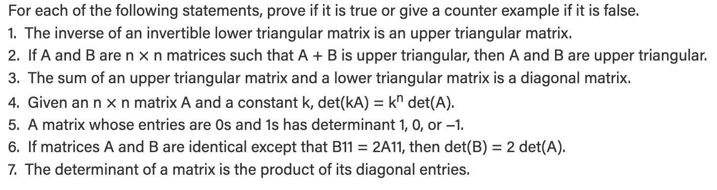 Solved For each of the following statements, prove if it is | Chegg.com