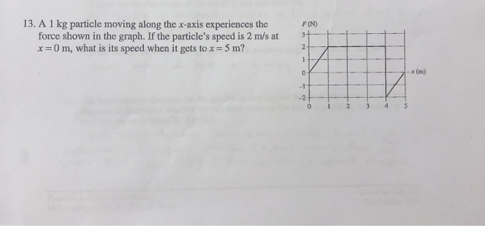 Solved 13. A 1 kg particle moving along the x-axis | Chegg.com