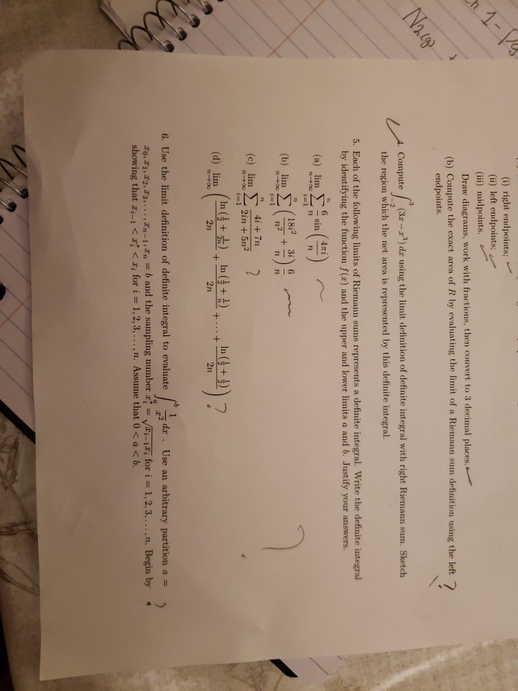 Solved In 1-19 (i) right endpoints; (ii) left endpoints | Chegg.com