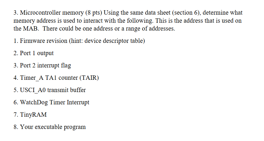 Solved you might need to use MSP430FR6989 data sheet section | Chegg.com