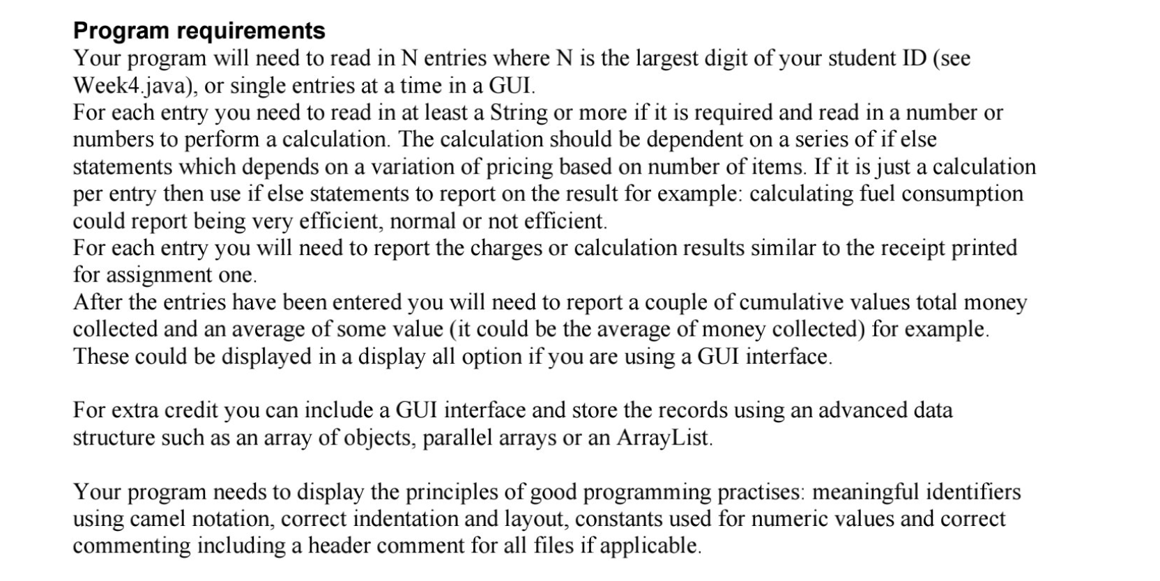 Program requirements Your program will need to read | Chegg.com