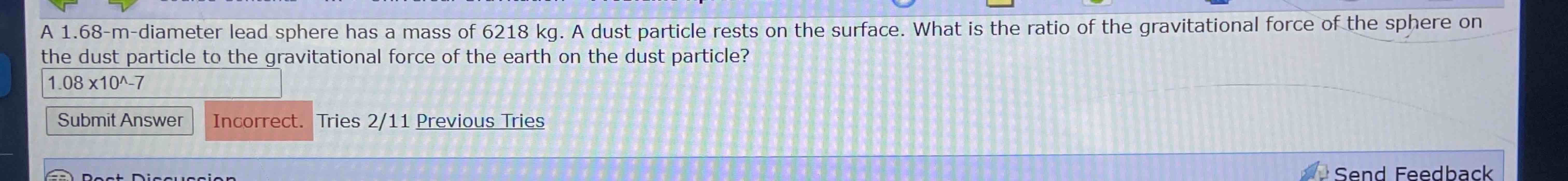 Solved A \( 1.68-\mathrm{m} \)-diameter lead sphere has a | Chegg.com