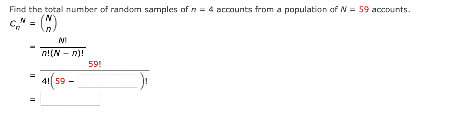 Solved Find the total number of random samples of n=4 | Chegg.com