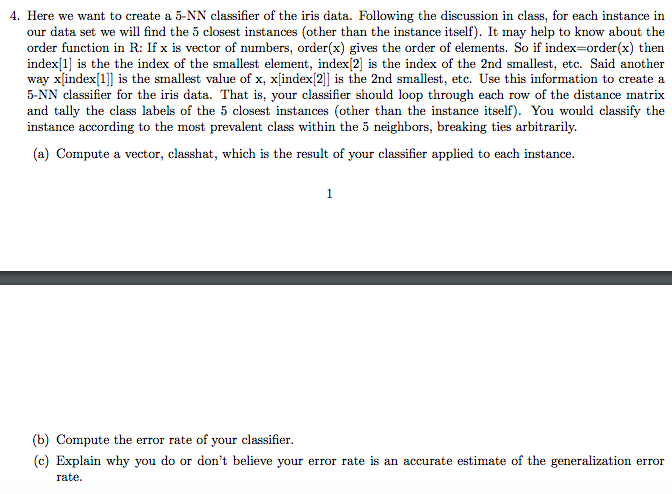 4. Here we want to create a 5-NN classifier of the | Chegg.com