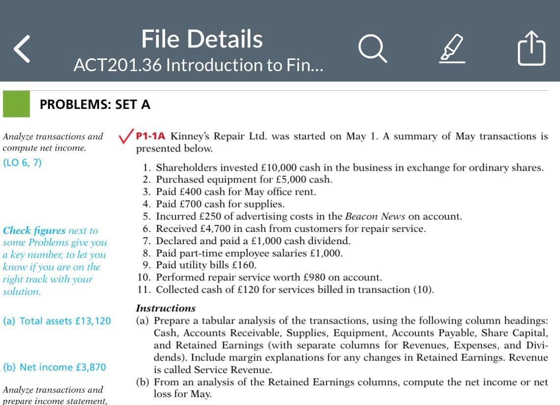 Solved Analyze transactions and compute net income. (LO6,7) | Chegg.com