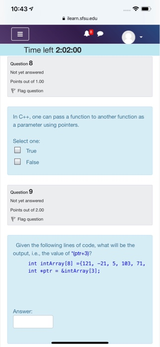 Solved 10:31 ilearn.sfsu.edu Finish attempt Time left | Chegg.com