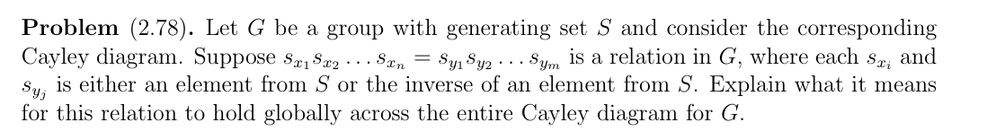 Solved Problem (2.78). Let G be a group with generating set | Chegg.com