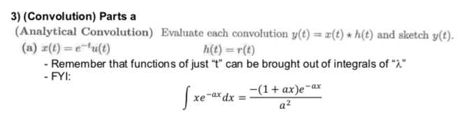 Solved 3) (Convolution) Parts a (Analytical Convolution) | Chegg.com