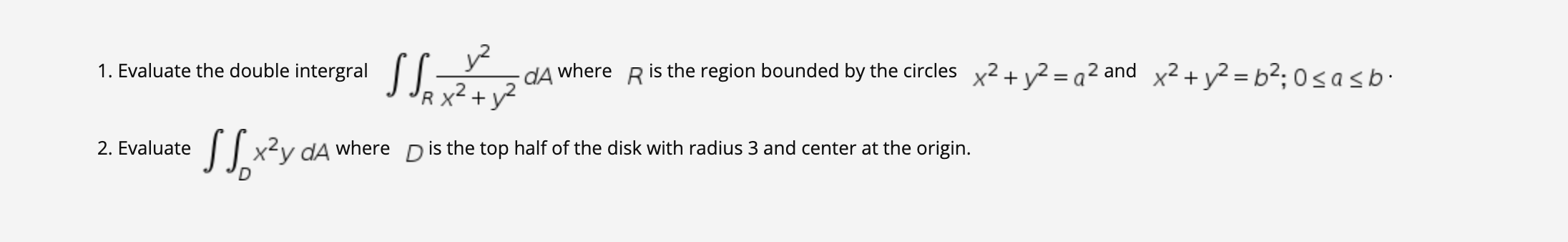 Solved 1 Evaluate The Double Intergral Da Where Sex Is The