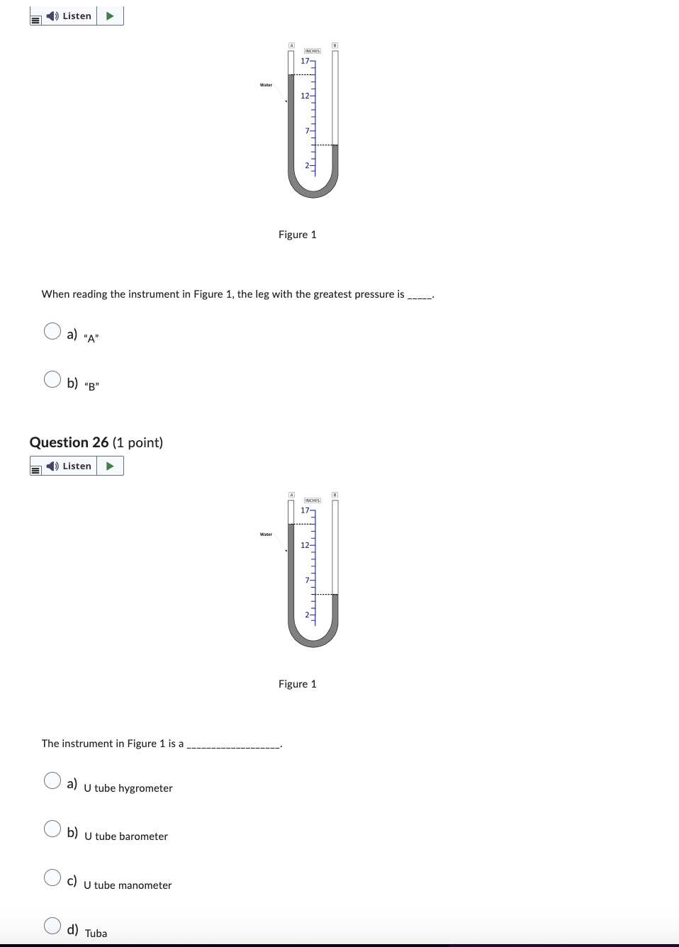 Solved When reading the instrument in Figure 1 , the leg | Chegg.com