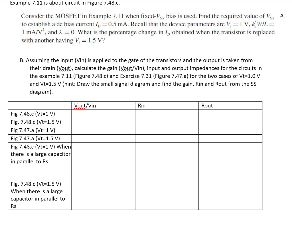 Solved Example 7.11 is about circuit in Figure 7.48.c. | Chegg.com