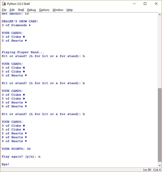 Solved BlackJack game in python in 3 phases. Phase 1 is | Chegg.com