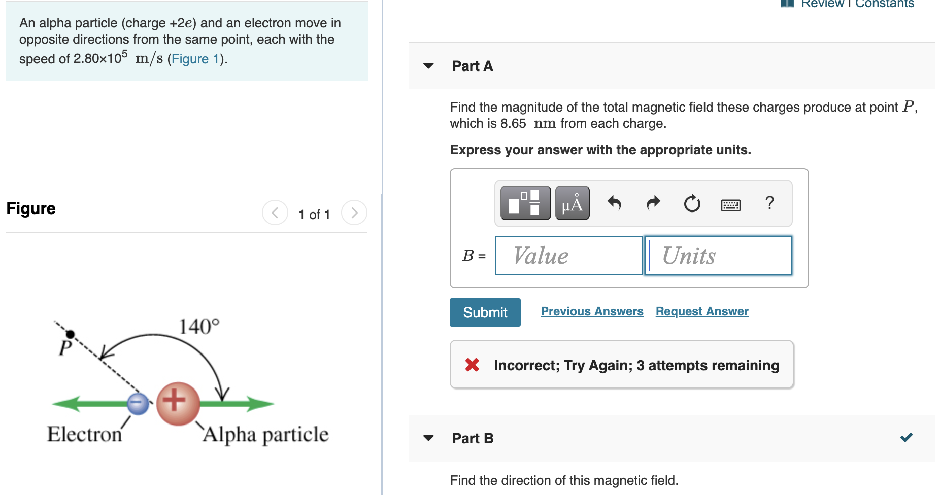 Solved An alpha particle (charge +2ee) and an electron | Chegg.com