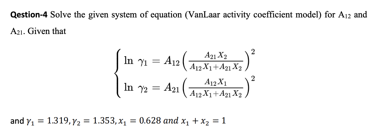 Solved USE MATLAB to solve the given system of equation | Chegg.com