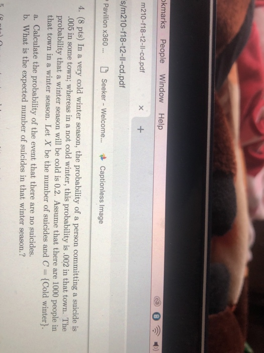 Solved kmarks People Window Help m210-f18-t2-ll-cd.pdf | Chegg.com