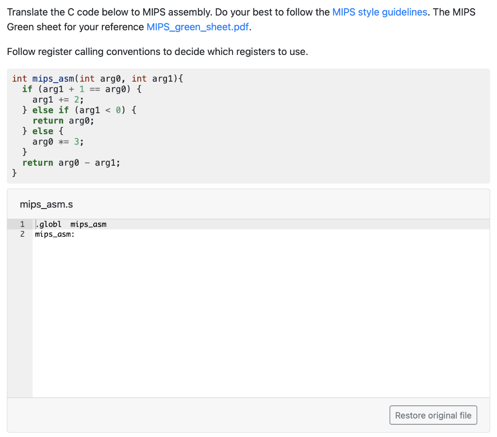 Solved Translate the C code below to MIPS assembly. Do your | Chegg.com