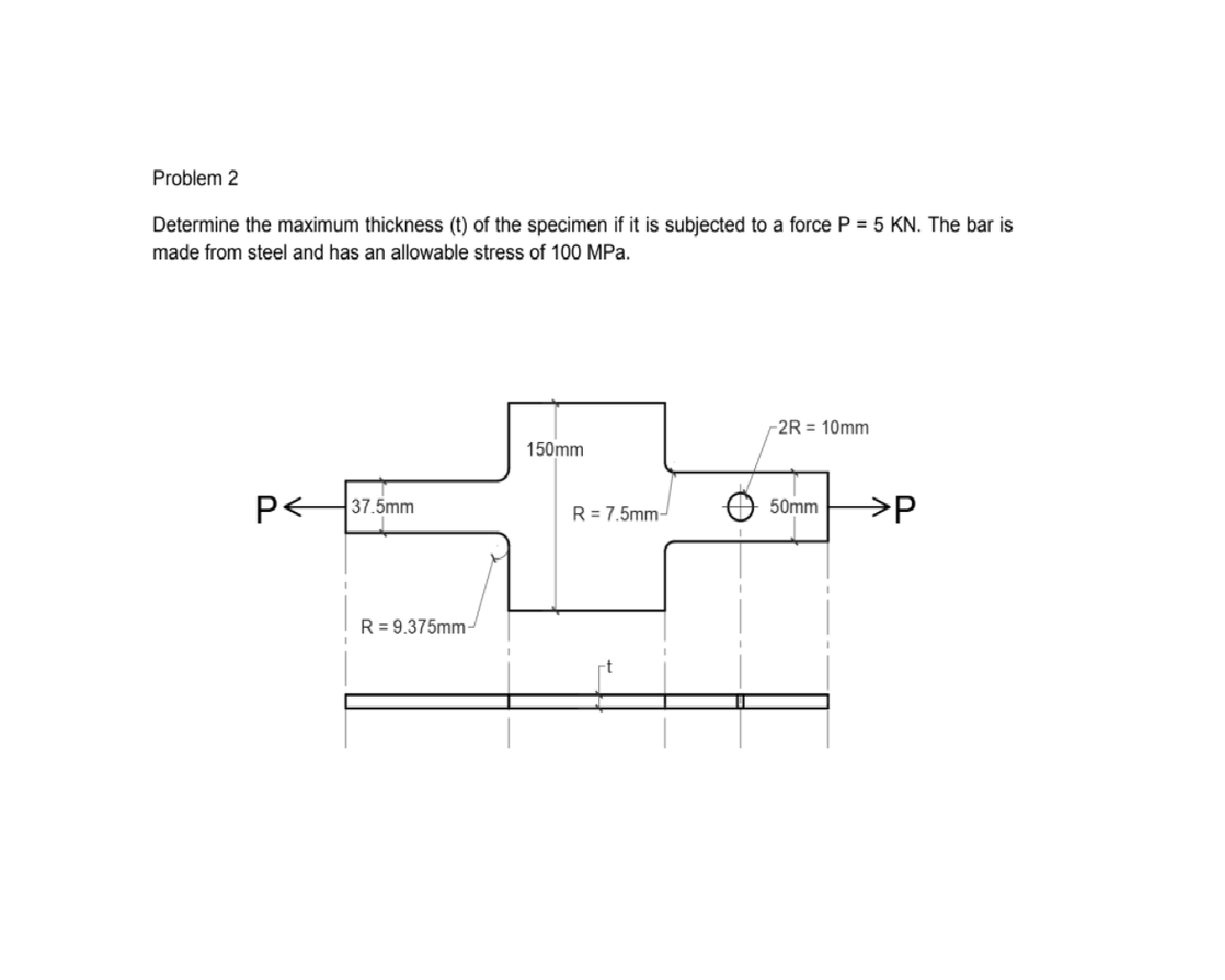 Solved Problem 2 Determine the maximum thickness (t) of the | Chegg.com