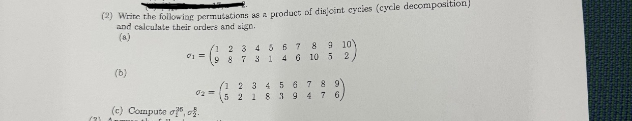 Solved (2) Write the following permutations as a product of | Chegg.com
