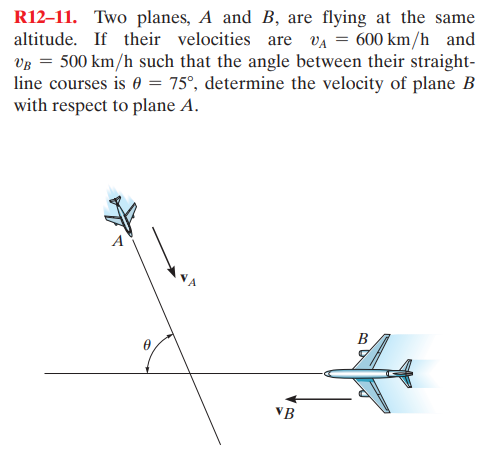 Solved R12-11. Two planes, A and B, are flying at the same | Chegg.com
