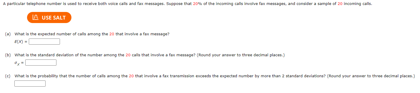 Solved (a) What is the expected number of calls among the 20 | Chegg.com
