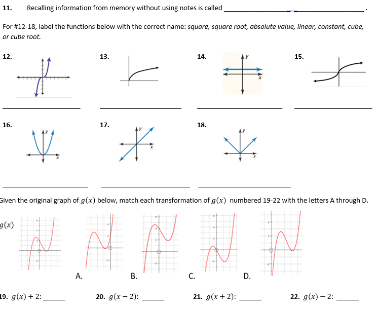 Solved 11. Recalling information from memory without using | Chegg.com